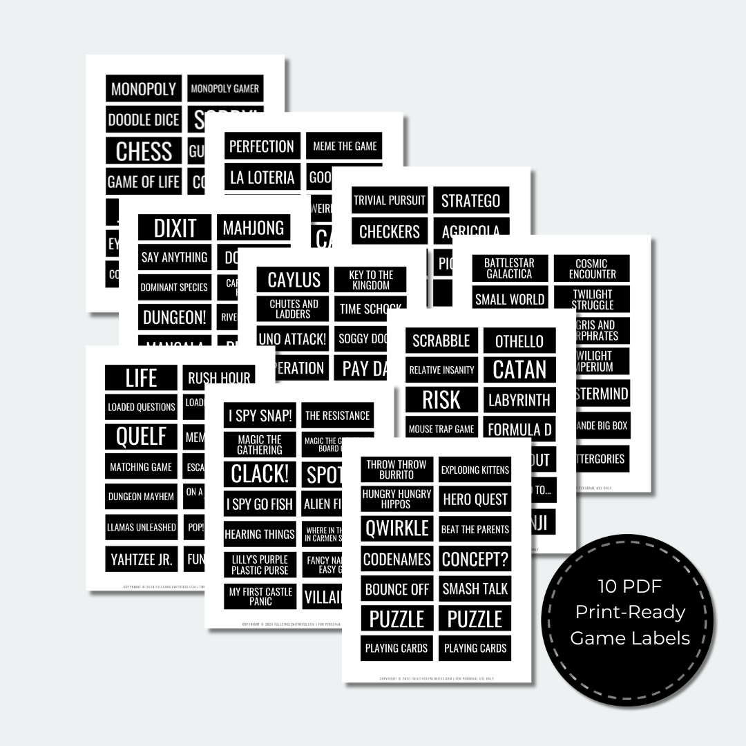 Game Organization Labels – Full Circle With Jess