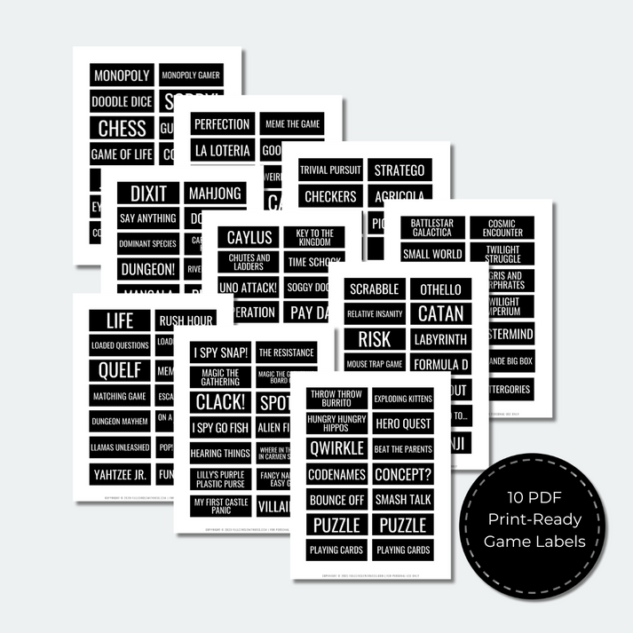 Game Organization Labels – Full Circle With Jess